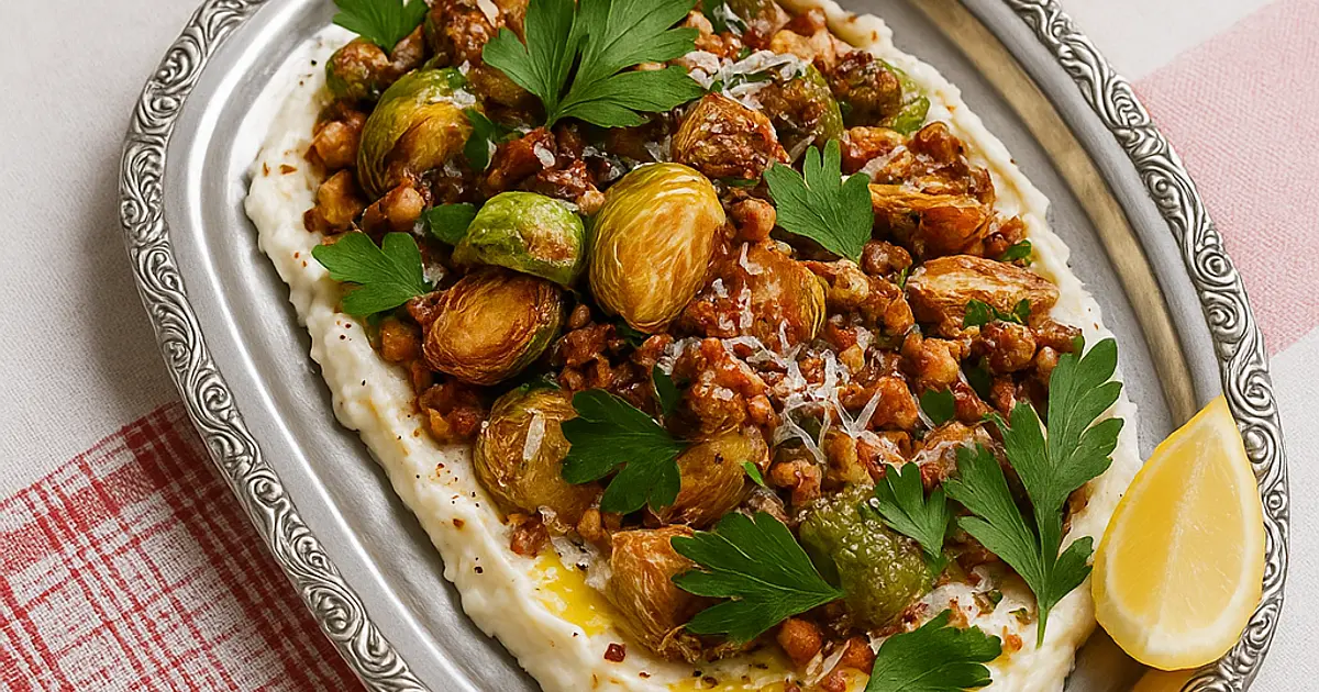 Crispy Brussels Sprouts with Cheese Cream, Honey, Lemon, and Hazelnuts ...