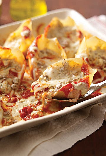 manicotti shells stuffed with string cheese