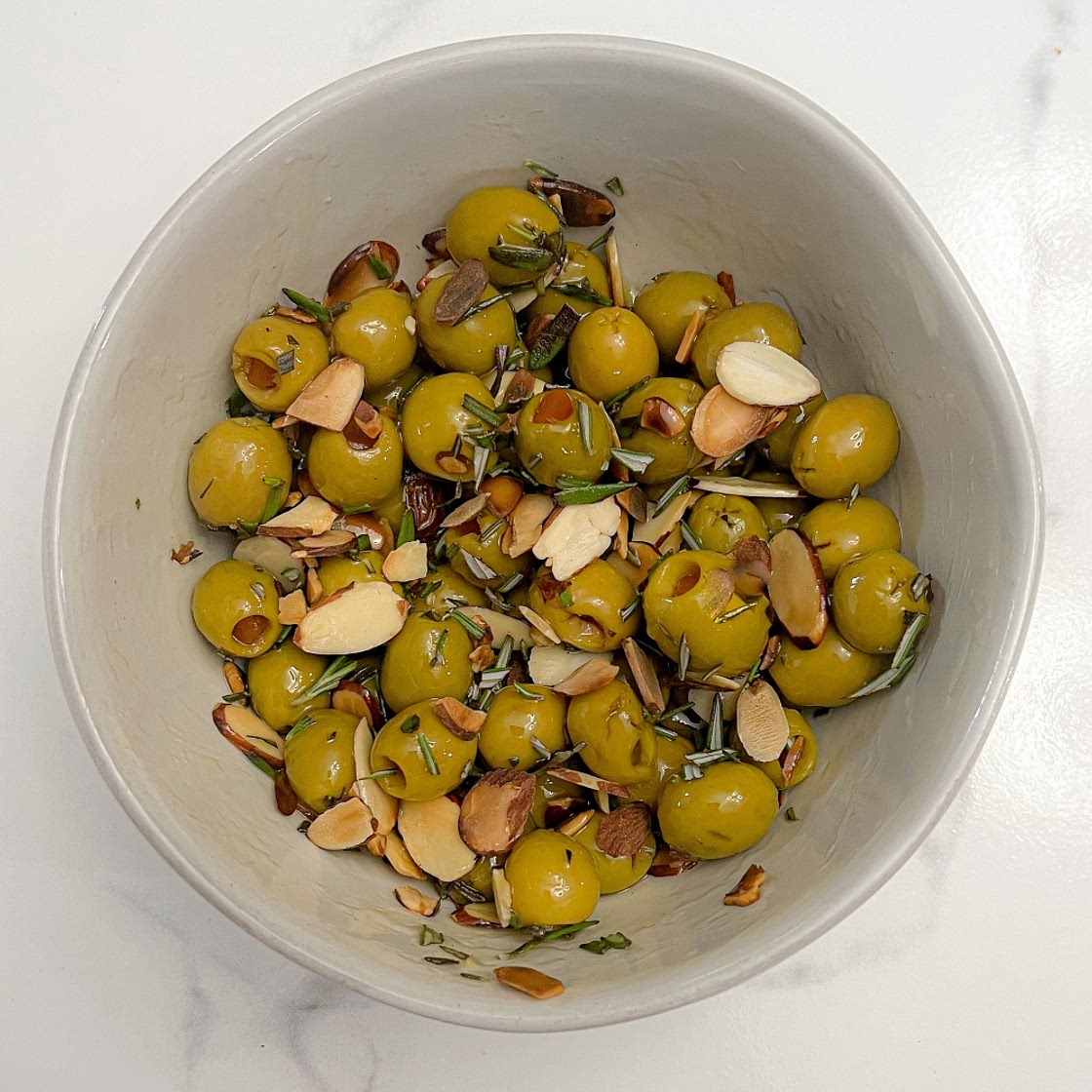 Green Olives with Almonds, Honey, and Rosemary Recipe | Samsung Food App