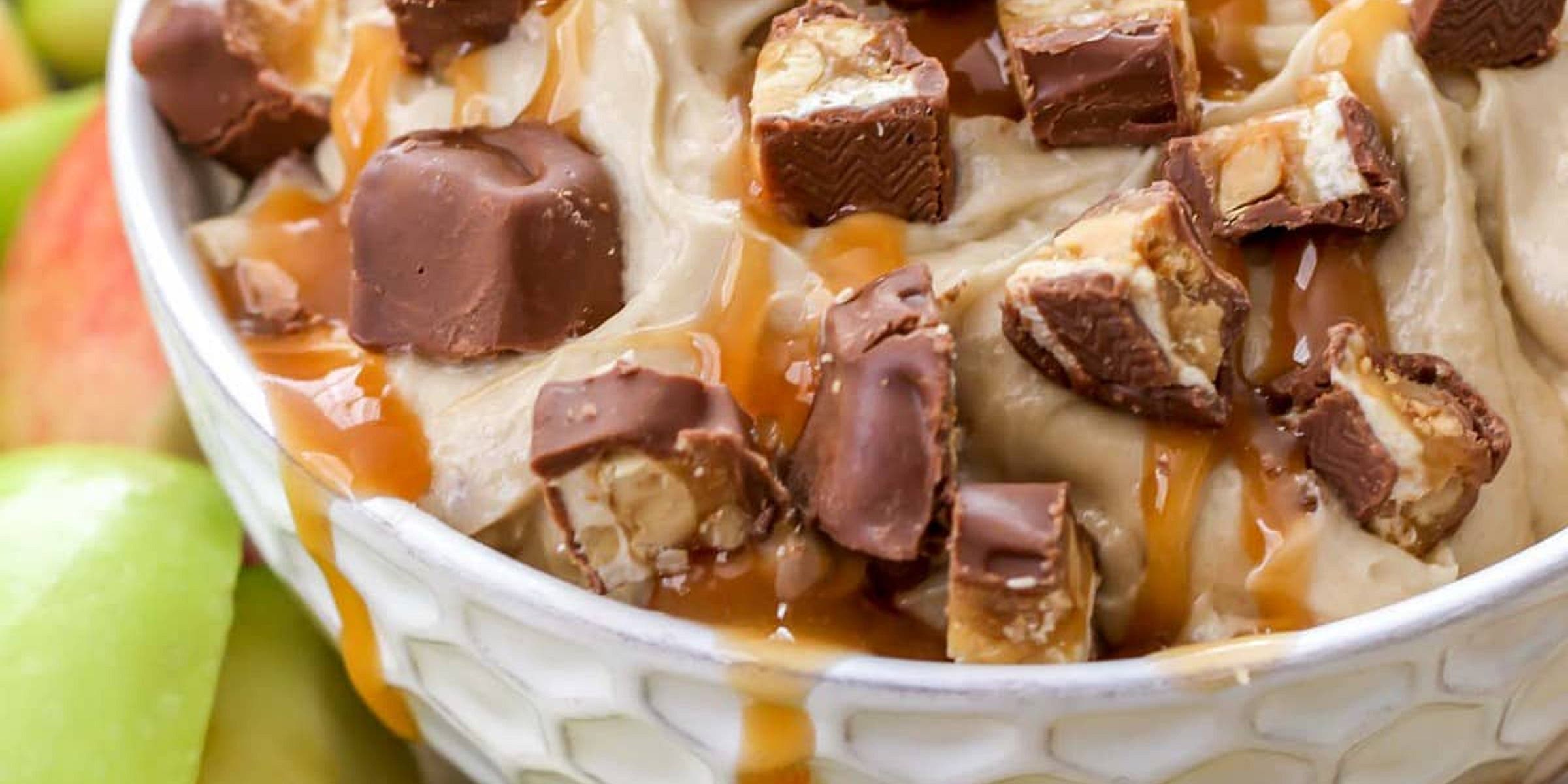 snickers cheesecake dip