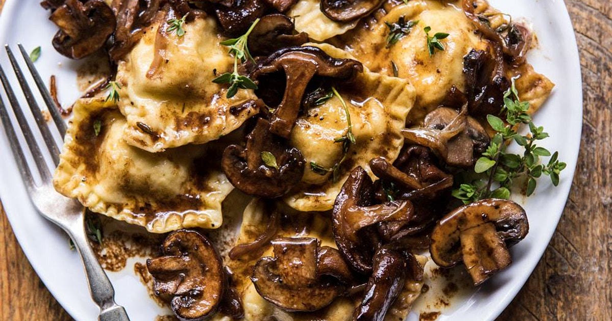 Herby Buttered Balsamic Mushroom Ravioli Recipe | Samsung Food App