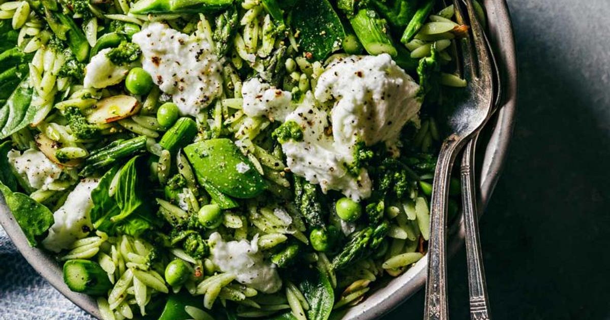 Green Orzo Salad w/ Basil Vinaigrette Recipe | Samsung Food App