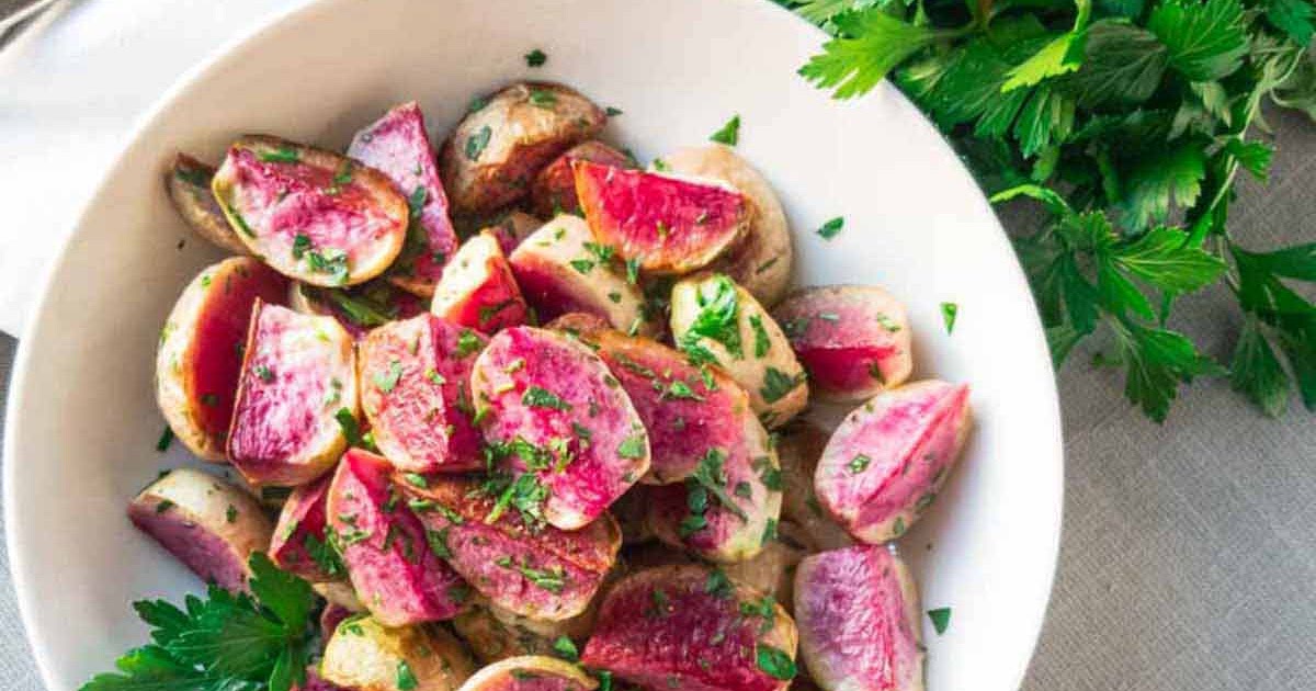 Roasted Watermelon Radishes with Lemon and Herb Recipe | Samsung Food App