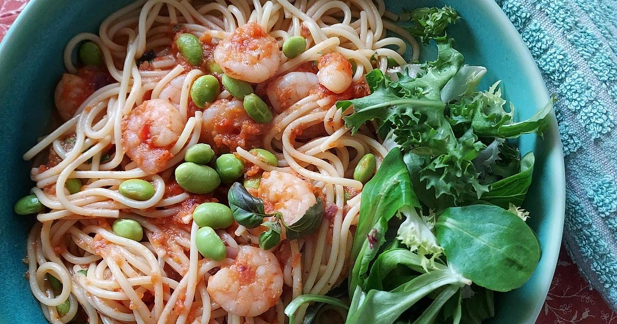 Edamame Bean and Prawn Pasta Recipe | Samsung Food App