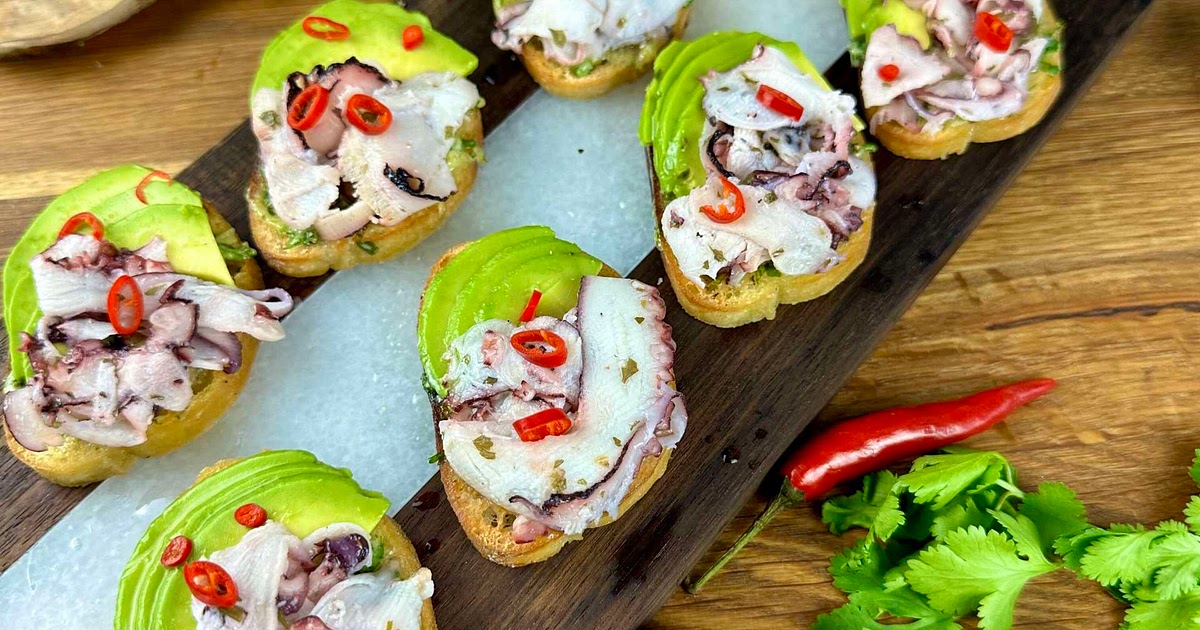 Herbed Garlic Butter Octopus and Avocado Ciabatta Toast Recipe ...