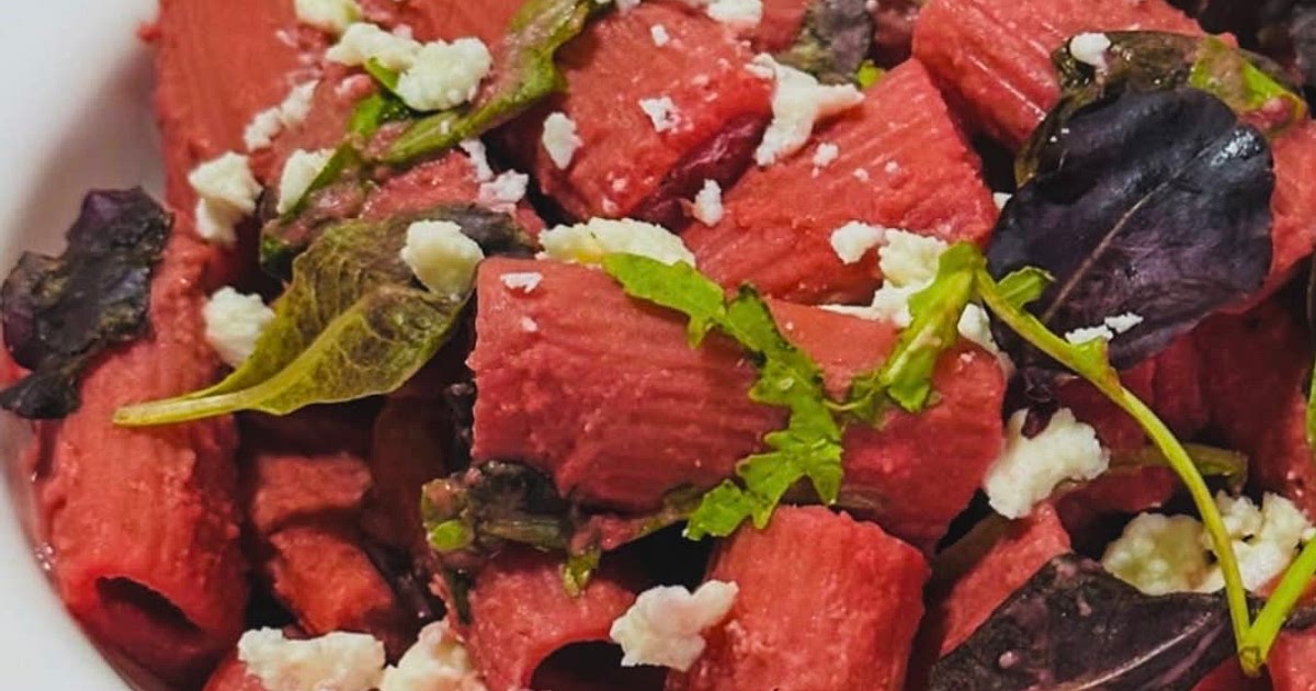 Beetroot Hummus Rigatoni with Feta Recipe | Samsung Food App