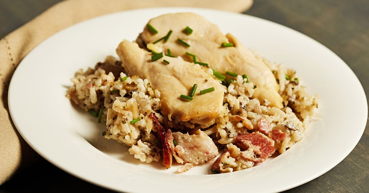Baked Chicken with Bacon Bottom and Wild Rice Recipe | Samsung Food App