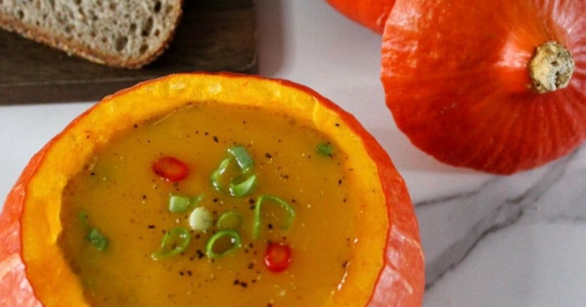 Pumpkin Soup in Roasted Pumpkin Shells Recipe | Samsung Food App