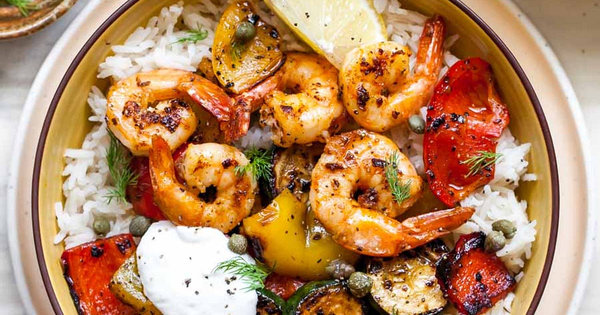 30 Minute Greek Shrimp Bowls Recipe | Samsung Food App