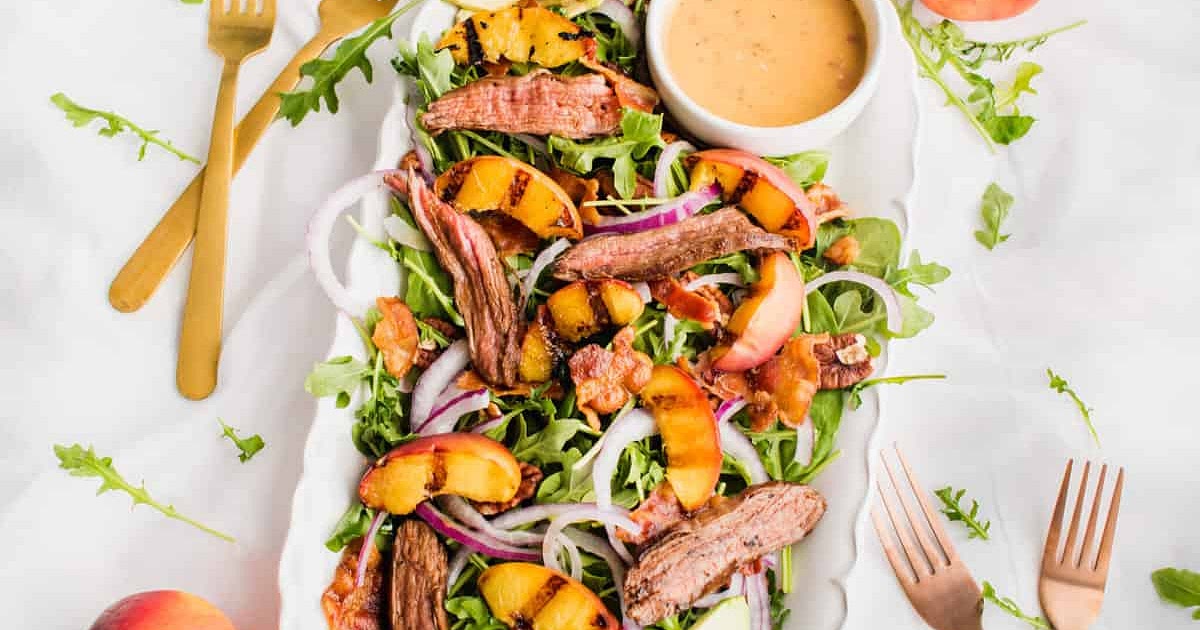 Grilled Peach Steak Salad Recipe | Samsung Food App