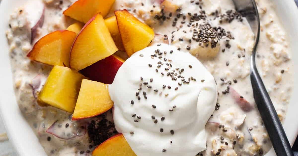 Peaches and Cream Overnight Oats Recipe | Samsung Food App