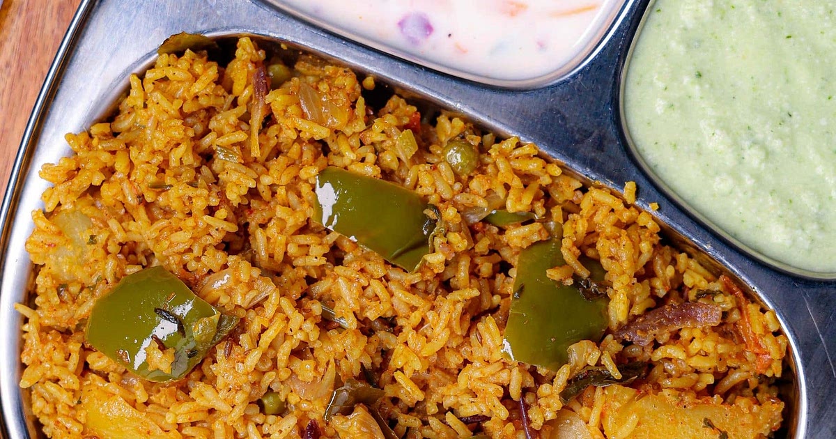 Capsicum Rice Recipe | Capsicum Aloo Rice Bath with Homemade Masala ...