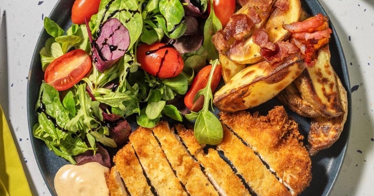 Crispy Chicken Schnitzel and Bacon Wedges Recipe | Samsung Food App